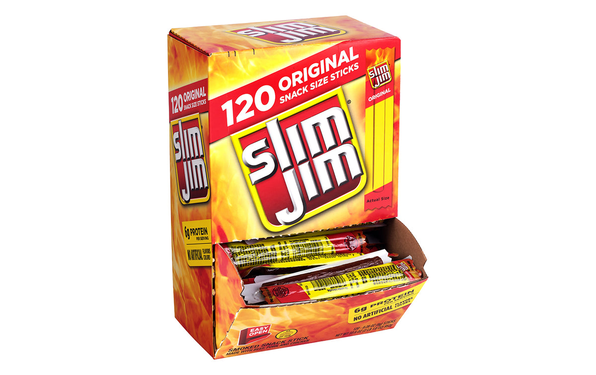 SLIM JIM Snack-Sized Smoked Meat Sticks Original, 0.28 oz, 120 Count ...