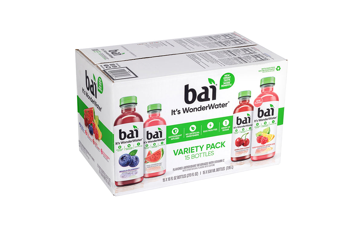 BAI Water Sunset Variety Pack, 18 fl oz, 15 Count – Candydistributors.com