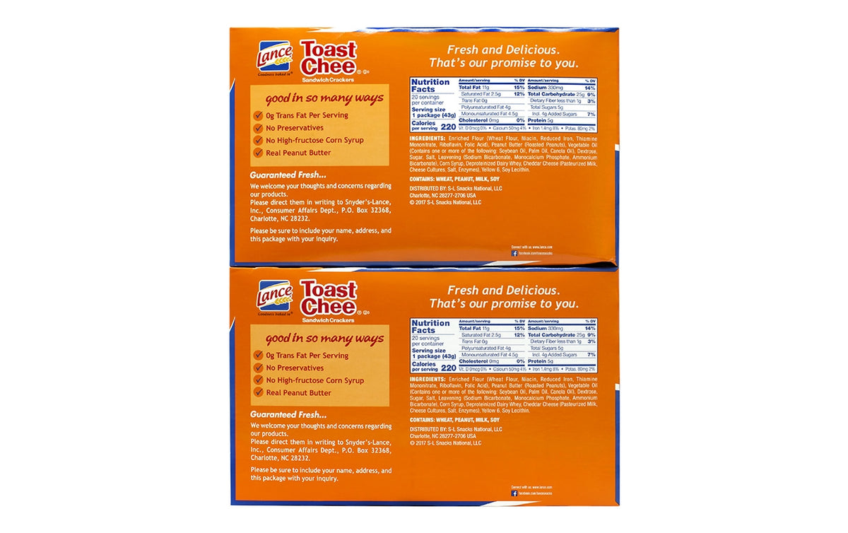LANCE Toast Chee Peanut Butter Cracker Sandwiches, 40 Count ...